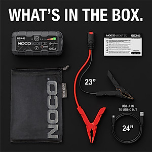 NOCO Boost X GBX45 1250A 12V UltraSafe Portable Lithium Jump Starter, Car Battery Booster Pack, USB-C Powerbank Charger, and Jumper Cables for up to 6.5-Liter Gas and 4.0-Liter Diesel Engines