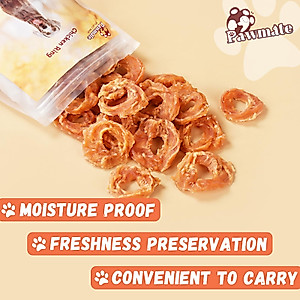 Pawmate Dog Treats Chicken Jerky Rings, Rawhide-Free Grain-Free Real Dried Tenders Natural Chicken Breast Dog Chewy Training Snacks for Small Medium Large Dogs Large Pack 10.58oz