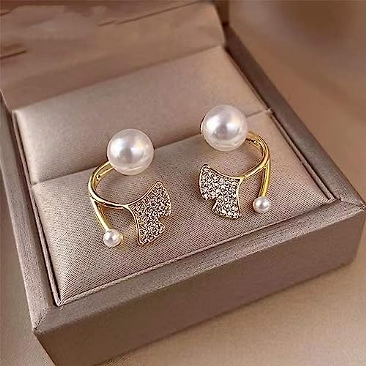 Aonklot Pearl Earring, Metal Pearl Stud, Crystal Drop for Women, Wedding Party Prom Jewelry Gifts