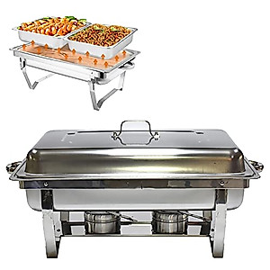 Buffet Warmer Server 2 Tray Chafing Dish Buffet Set Stainless Steel Food Warmer for Hotel Restaurant Parties Wedding Banquet Events