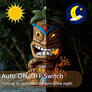 Yiosax Solar Lights Outdoor Garden Decor- Easter Garden Statues and Tiki Figurines for Bar Patio Lawn Yard Decorations | Auto On/Off & Long Working Hours(10.43inch Tall