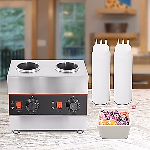 LYNICESHOP Electric Sauce Warmer, 2 Bottles Electric Warmer Butter Sauce Dispenser Sauce Warmer Pump Chocolate Sauce Warmer Toppings Bottle Warmer Food Sauce Dispenser Heater for Cheese, Caramel