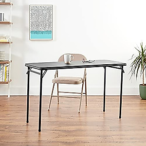COSCO 20" x 48" Vinyl Top Folding Table, Black