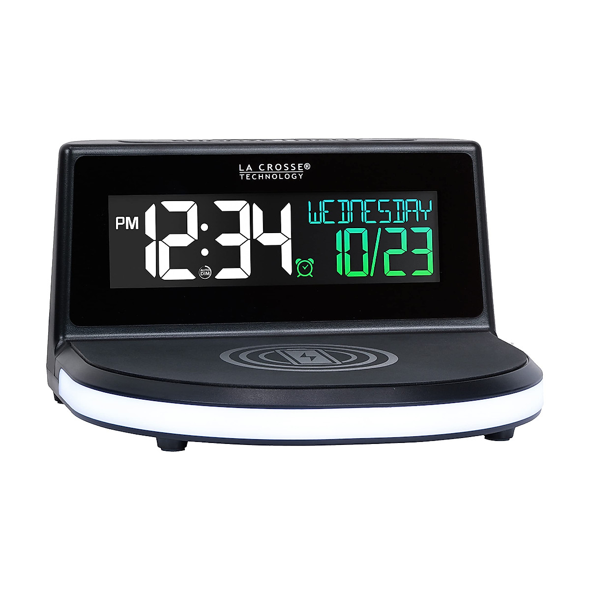 La Crosse Technology 617-148V2 Qi-Certified Wireless Charging Alarm Clock with Glowing Light Base