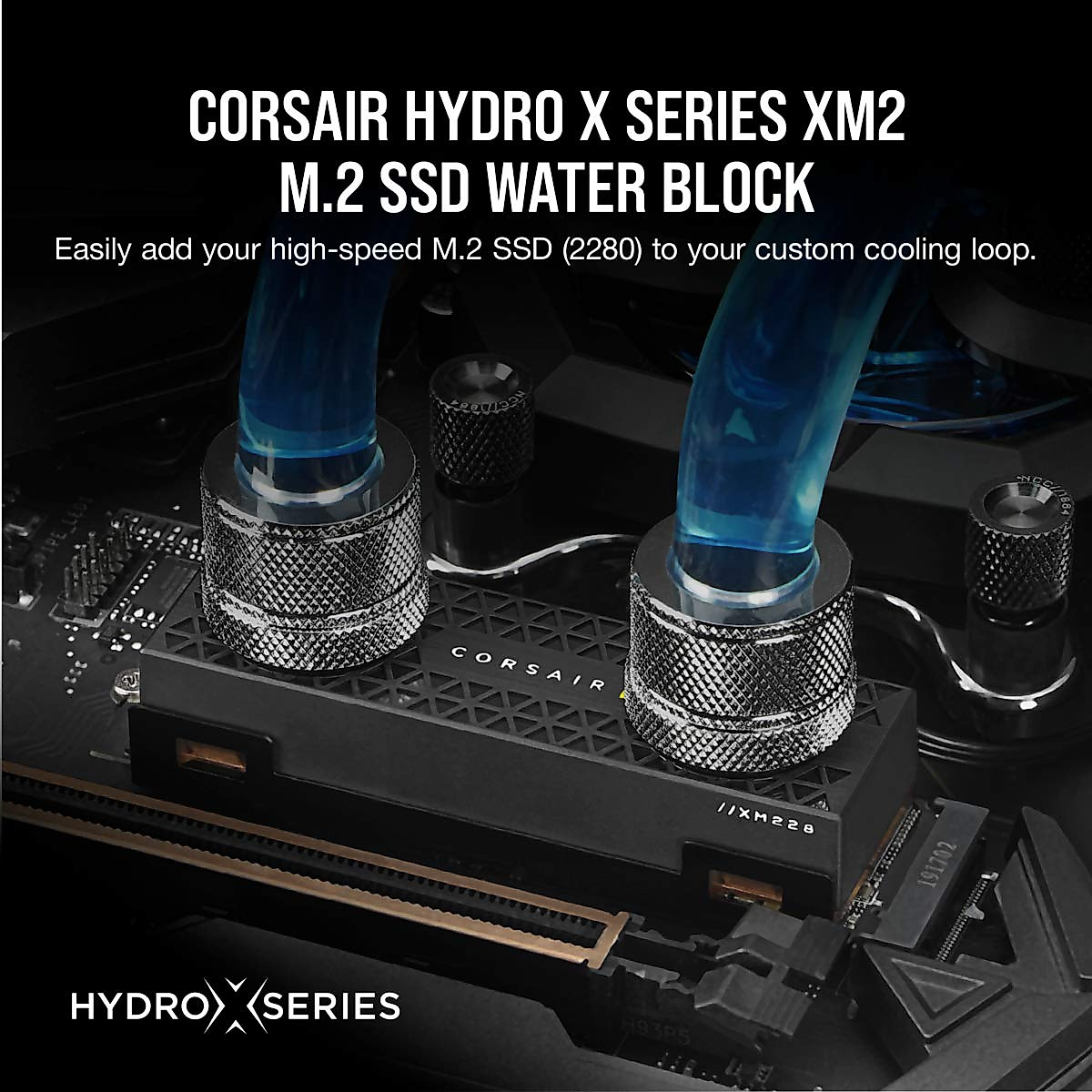 Corsair Hydro X Series XM2 M.2 SSD Water Block - Add Your M.2 SSD to a Custom Cooling Loop - Copper Cold Plate - Easy Installation, Black