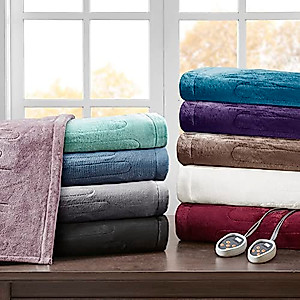 Beautyrest Plush Electric Blanket for Cold Weather, Fast Heating, Auto Shut Off, Virtually Zero EMF, Multi Heat Setting, UL Certified, Machine Washable, Ivory King (90 inx100 in)