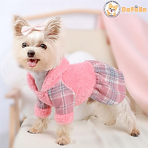 Dog Dresses for Small Dogs Girl Winter Dog Sweater Dress Teacup Dog Clothes for Small Dogs Girl (XX-Small, Pink)