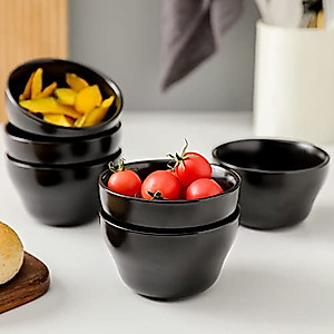 Selamica Ceramic Small Bowls Dessert Bowls 8oz Bouillon Cups for Dessert Soup Dipping Sauce Coffee Cupping Microwave and Dishwasher Safe - Set of 6(Black)