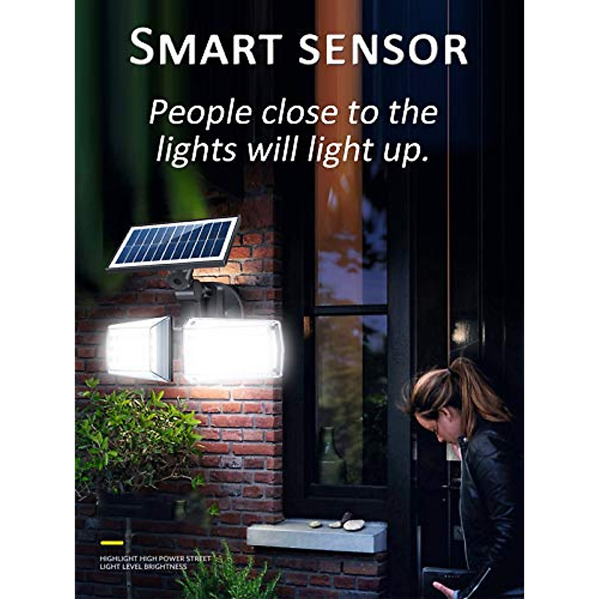 DUTUI Dual-Head Rotating Waterproof Solar Wall Lamp, Body Sensing,Household Garden Waterproof Solar Street Lamp,Home Courtyard,Villa Corridor,Road Lighting