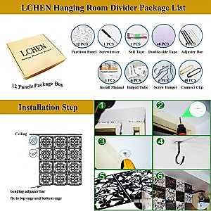 Lchen Solid Hanging Room Divider,12 Pieces Solid Board Screen Panels White Home Decoration Room Partition (White Board,15.7"x15.7"x0.03")