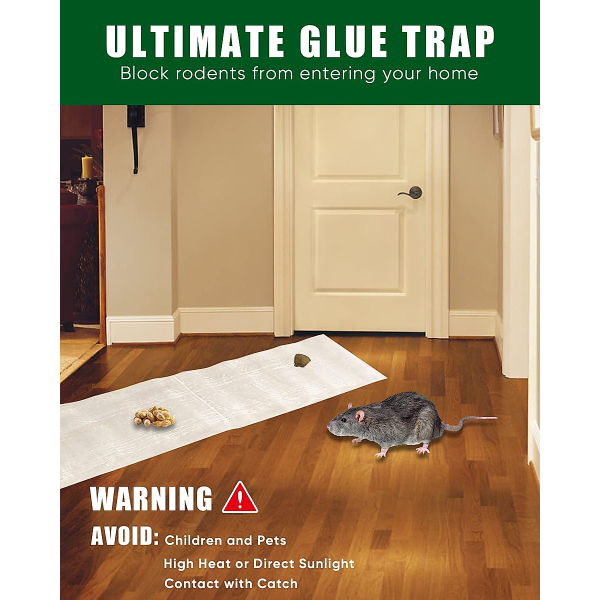 SEEKBIT 6 Pack Rat Sticky Traps Extra Large, Clear Mouse Glue Trap Sticky Trap for Mice and Rats, Enhanced Stickiness Trapping Pads Snakes Spiders Roaches for House Rodent Pest Control - 47.2x11