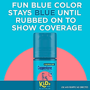 Coppertone Kids Roll-On Sunscreen with Blue Color, Zinc Oxide Sunscreen Lotion, Kids Tear Free Sunscreen, 2.5 fl oz bottle