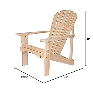 Shine Company 4617N Rockport Wooden Adirondack Chair | Outdoor Patio Chair | Firepit Chairs for Garden, Backyard, & Deck – Natural