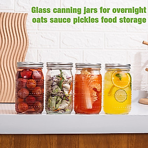 WACOI Mason Jars 32 Oz with Lids Wide Mouth 4 Pack, Glass Jars Canning Jars Large for Centerpieces Pickling Storage Food Meal Prep Salad Jam