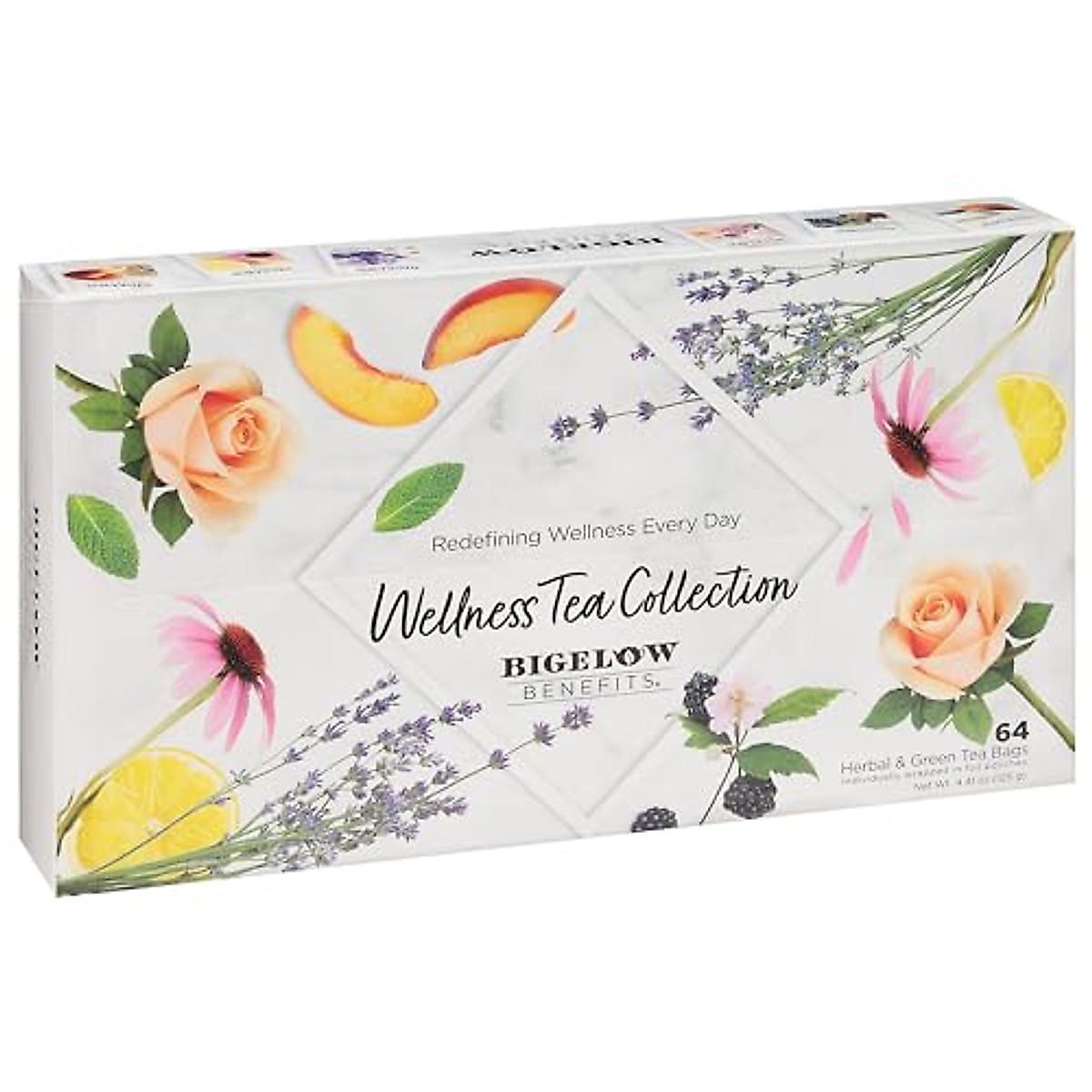 Bigelow Benefits Wellness Tea Collection, Variety Gift Box Sampler, 64 Tea Bags, (Pack of 1
