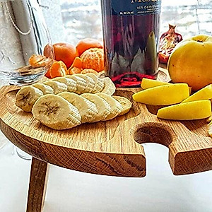 Wooden Outdoor Picnic Table Portable 2-in-1 Picnic Table Outdoor Folding Wine Glass Holder Suitable for Garden Party/Camping/Beach/Outdoor Dinner