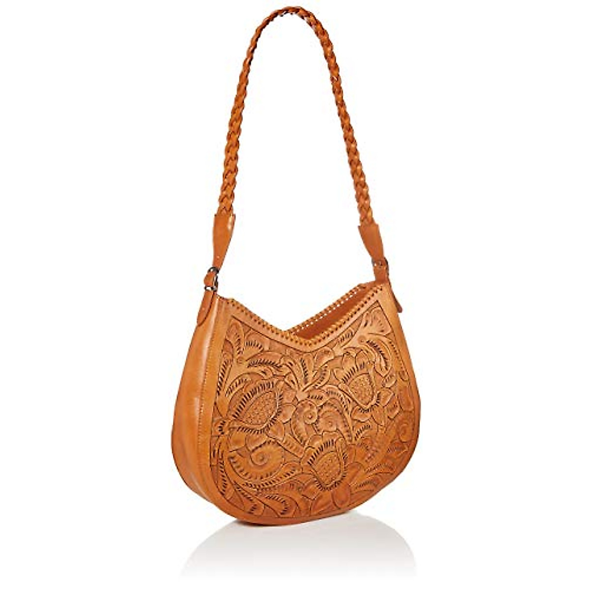 Mauzari Sonoma Women's Large Tooled Leather Hobo Handbag (Honey)