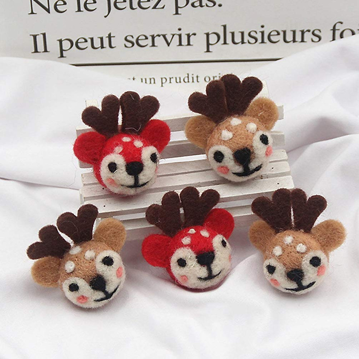 NUOBESTY 3Pcs Deer head brooch accessory Kid Xmas Clothes Pin Christmas DIY Ornaments Felt Christmas Deers Girl Christmas Present Xmas Scarf Pin Miss wool felt antlers birthday present