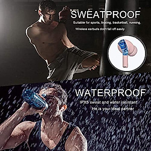 Wireless Earbuds,IPX5 Waterproof Bluetooth Earbuds Stereo Earphone, Bluetooth 5.0 in-Ear Earbuds with Wireless Bluetooth Headphone 30H Playtime, for iPhone/Android (Pink)