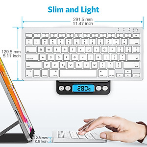 Emetok for iPad Keyboard [Aluminum Base, Big Keycap, Rechargeable], Portable Bluetooth 5.1 Keyboard for iPad 10th/9th/8th, iPad Pro 11/12.9, iPad Air/Mini/iPhone, Silver