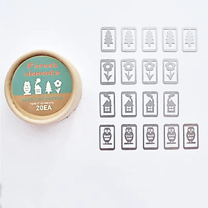 Katartizo Boxes Corner Bookmark Darts Thin Stainless Steel Mini Bookmarks 20 Pieces Metal Bookmarks Mixed Shapes for Reading, Page Mark, Students (Forest Element)