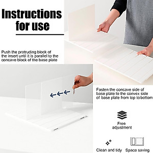 Bagentry 1 Set 3 Dividers Adjustable Plastic Closet Shelf Divider, Detachable Handbag Purse Dividers for Closet, Shelf Separators in Closet Vertical Storage Organizer for Bedroom Bathroom