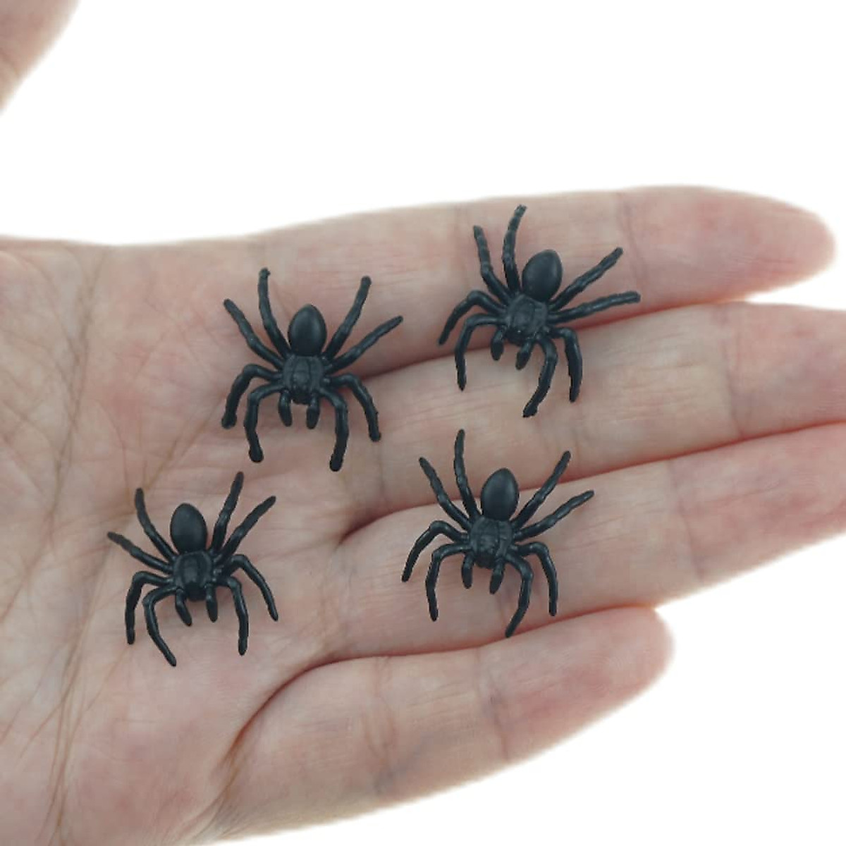 SaktopDeco 50 PCS Mini Plastic Spiders Small Fake Spiders Scary Realistic Spiders for Halloween Prank Props Decorations