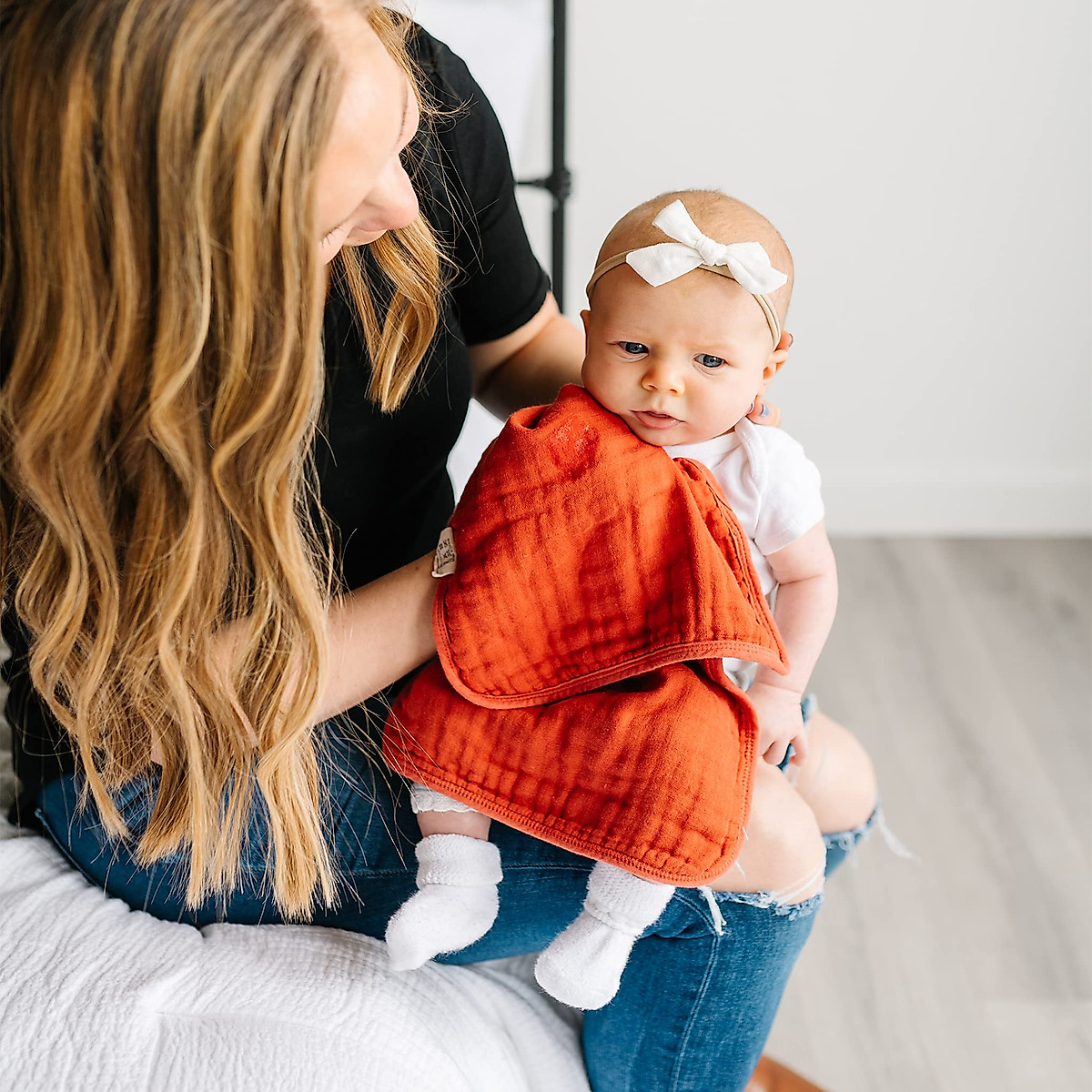 Natemia Muslin Burp Cloths for Baby Boys and Girls - Super Absorbent Baby Burp Cloths, Viscose Derived from Bamboo Cotton Baby Washcloths, 3-Pack Neutral Burp Cloths for Newborn, 21" x 11"