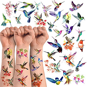 Hummingbird Temporary Tattoos,20 Sheets 160 Pieces Hummingbird Themed Tattoos Stickers Party Decoration Supplies Party favors for Kids Adults