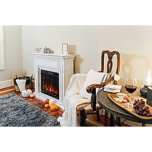 e-Flame USA Breckenridge Electric Fireplace Stove Mantel Surround - 41-inch - Rustic White Finish