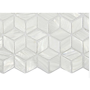 AFSJ White Rhombus Mother of Pearl Mosaic Tile for Bathroom/Kitchen/Spa Backsplash (6 Sheets)