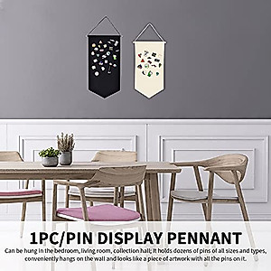 Tookie Hanging Brooch Pin Organizer, Canvas Jewelry Display Pennant, Badge Collection Board Banner Home Party Festival Decorative Storage Holder for Earrings/Necklace/Rings(Black,Size:M)