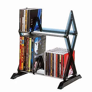 Atlantic Mitsu 2-Tier Media Rack - 52 CDs or 36 DVD/BluRay/Games in Clear Smoke Finish, PN64835193