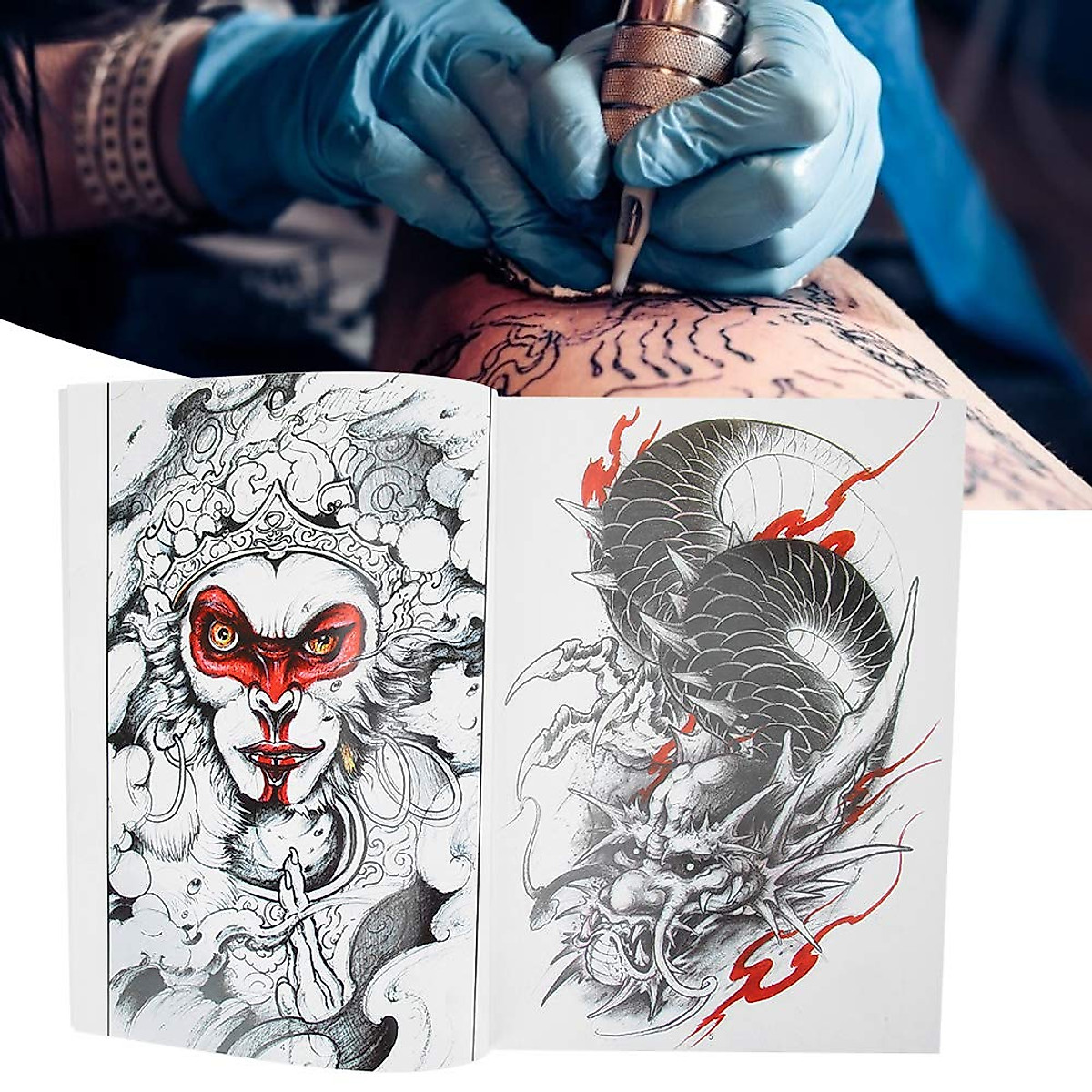 70 Pages Tattoo Coloring Book, Tattoo Template Display Book, Exquisite Tattoo Pattern Design Illustration Reference Book Tattoo Template Book Tattoo Book Different Pattern Design