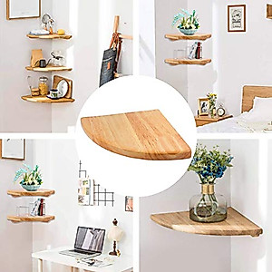 BESPORTBLE Wall Mounted Floating Corner Shelves Wooden Wall Display Storage Rack Organiser for Home Bedroom Living Room 18cm