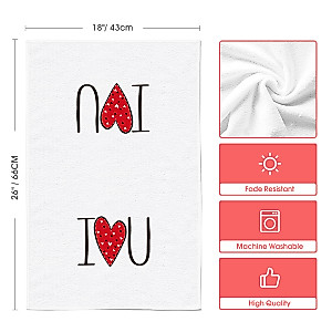 Artoid Mode Red I Love You Valentine's Day Kitchen Towels Dish Towels, 18x26 Inch Seasonal Decoration Hand Towels Set of 2