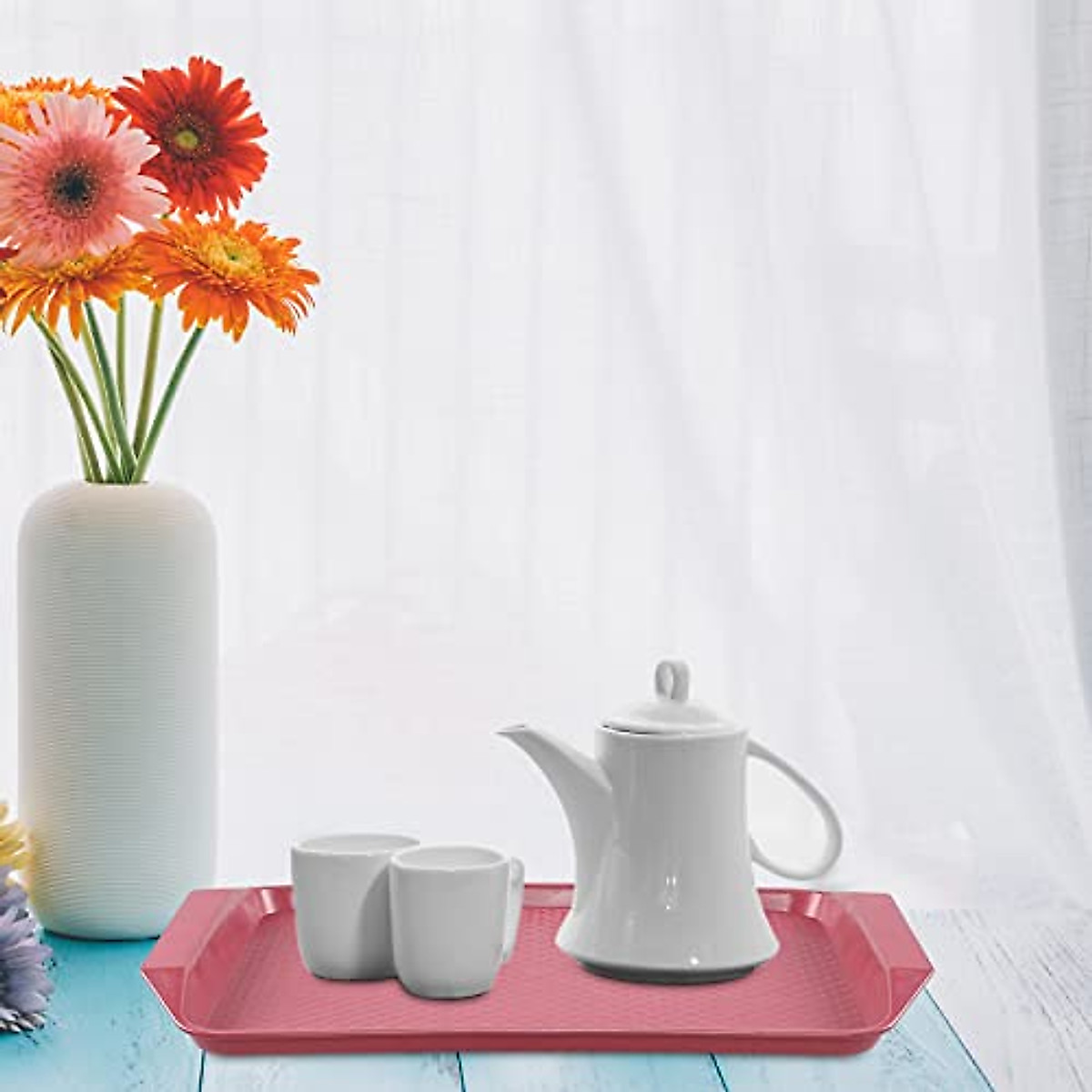 Leendines Plastic Food Serving Trays, 6 Packs Cafeteria Trays