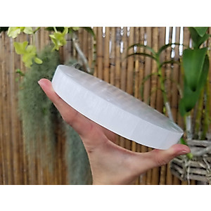 Om Zone Selenite Charging Plate for Cleansing Crystals & Healing Stones, Meditation, Reiki, Protection Crystals, Spiritual Gift (1, 4” x 6” Rectangle)
