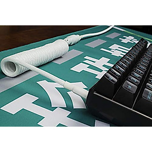 Tez Cables White Custom Coiled Cable Aviator for Mechanical Keyboards E-Series (5 ft, USB-C, GX-16, White)