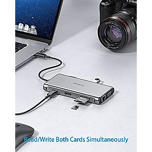 USB C Hub VGA Adapter, YIYOO 10-in-1 Docking Station with Ethernet 1000Mbps, VGA, 4K USB C to HDMI, 2 USB 3.0, 2 USB 2.0, Micro SD/TF Card Reader, USB-C PD 3.0, Compatible for Laptops, Computers