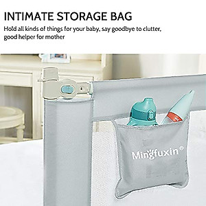 Mingfuxin Extra Long Safety Bed Rails for Toddlers, Vertical Lifting Foldable Bed Guardrail Crib Bed Rails Guard for Kids Twin, Double, Queen & King Size with Dual Lock- Single Side 70"