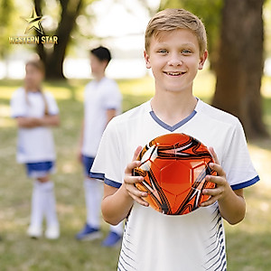 Western Star Soccer Ball Size 4 & Size 5 - Official Match Ball - 5 Colors - Youth & Adult Soccer Players - Helix - Attractive and Durable Design