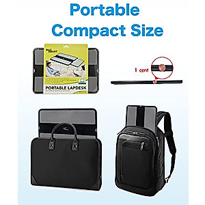 MAX SMART Portable Laptop Lap Pad, Laptop Desk with Retractable Mouse Tray, Anti-Slip Heat Shield Notebook Computer Stand Table, Working Station for Home, Office, Recliner, Business and Travel