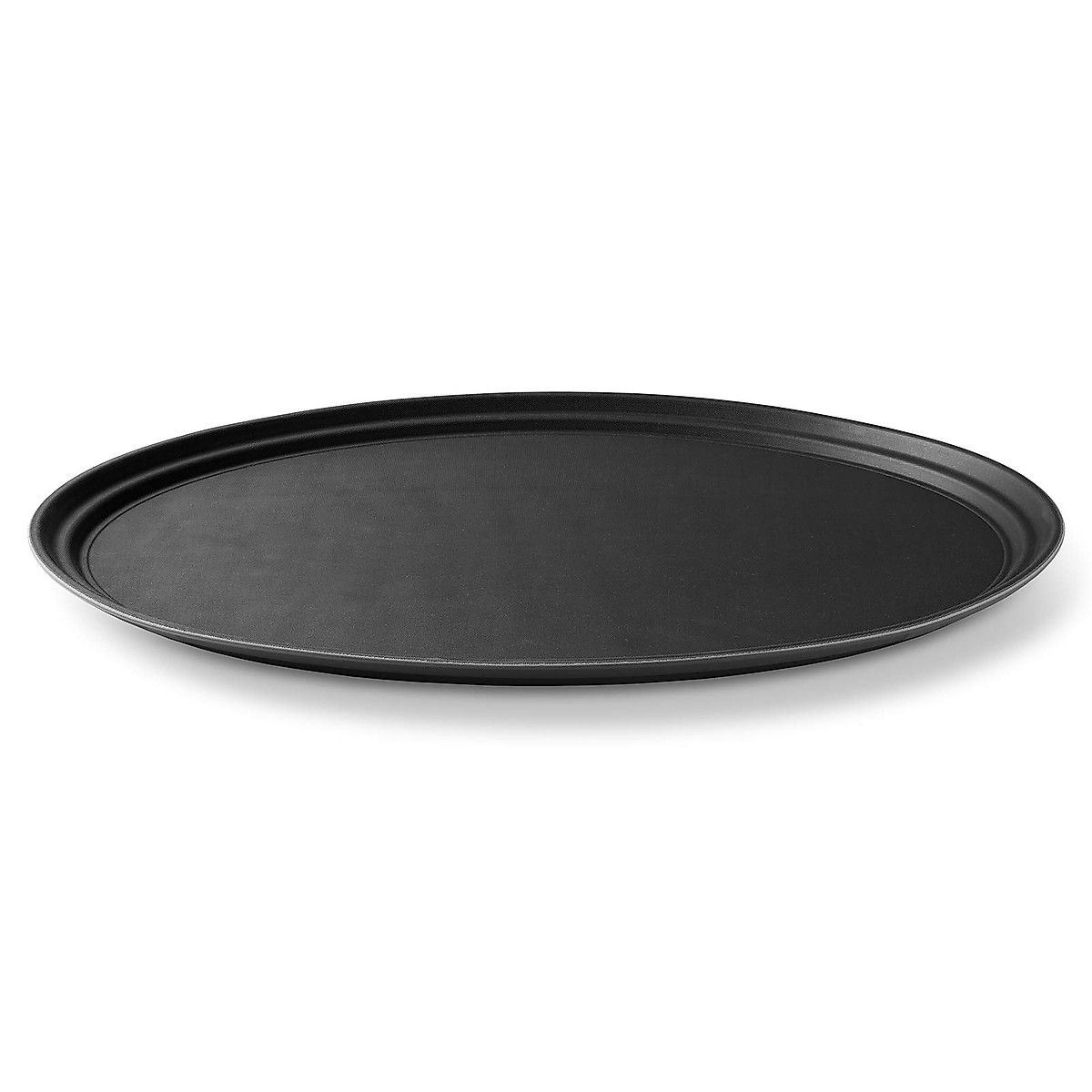 Jubilee 29" Oval Restaurant Serving Tray, Black - NSF Certified Non-Slip Food Service Tray