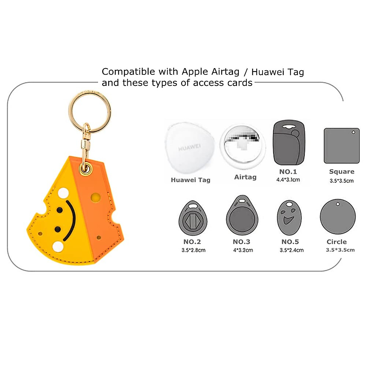 Tomcrazy 2 Pack 3in1 PU Leather Protective Case for Airtag Cover Samsung Galaxy SmartTag Keychain Access Card Keys (1 Cheese & 1 Dumpling)