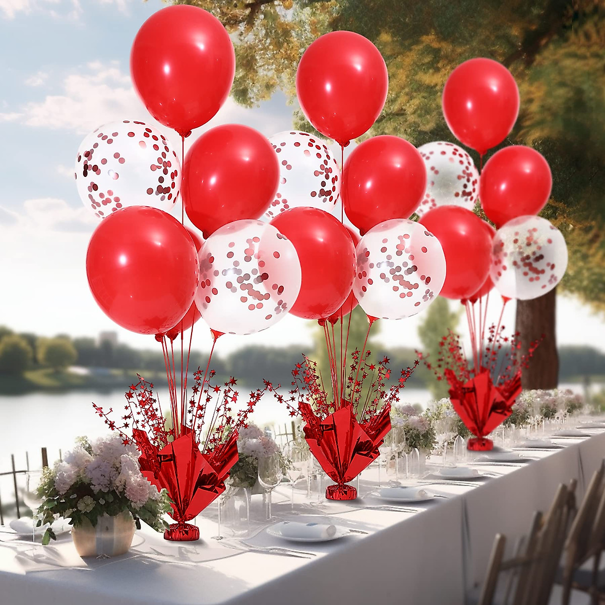 Besutolife 2 Sets Red Balloon Centerpieces for Tables, Balloons Stand Kit Red Party Decorations for Birthday Party Wedding Bridal Shower Anniversary