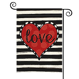 AVOIN colorlife Love Heart Garden Flag Outside Double Sided, Valentine's Day Anniversary Wedding Yard Outdoor Decoration 12x18 Inch