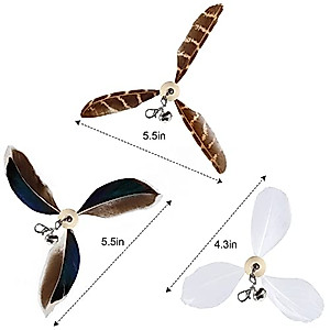 Jetczo Cat Feather Toys, Cat Wand Toys, Interactive Cat Toys with 3 Feather Refills, 30.7“ Steel Wheel with Feather Bell for Kitty Kitten (Windmill Feathers)