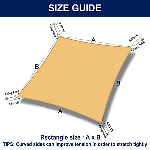 PureFit Rectangle Sun Shade Sails Outdoor 10 x 13 ft - Sun Protection Sunshades UV Block Shade Canopy, Patio Shades for Backyard, Deck and Lawn, Sand