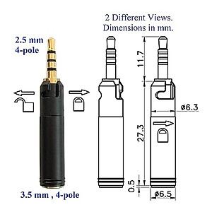 KOKKIA Tiny Versatile 2.5mm Male to 3.5mm Female Adapter with Lock/Unlock Feature : Extremely Versatile for Attachment to headsets/Devices with 2.5mm Audio Port.